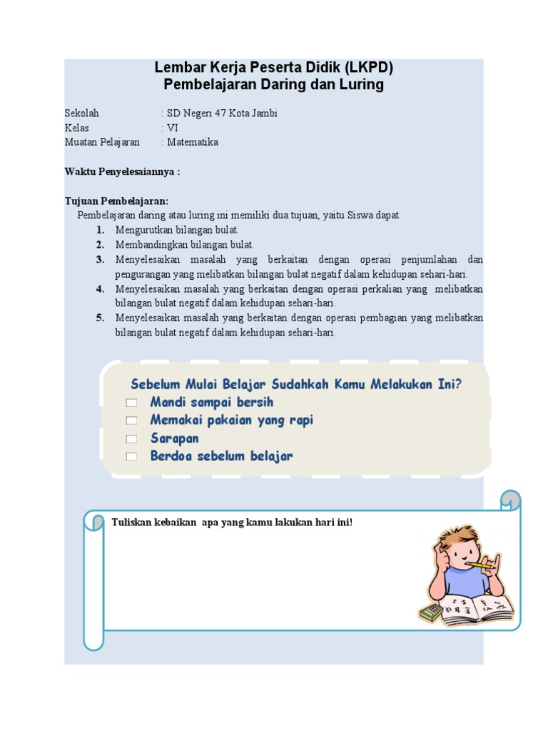 LKPD Daring Luring Lembar Kerja Peserta Didik SD - Pertemuan4 | PDF