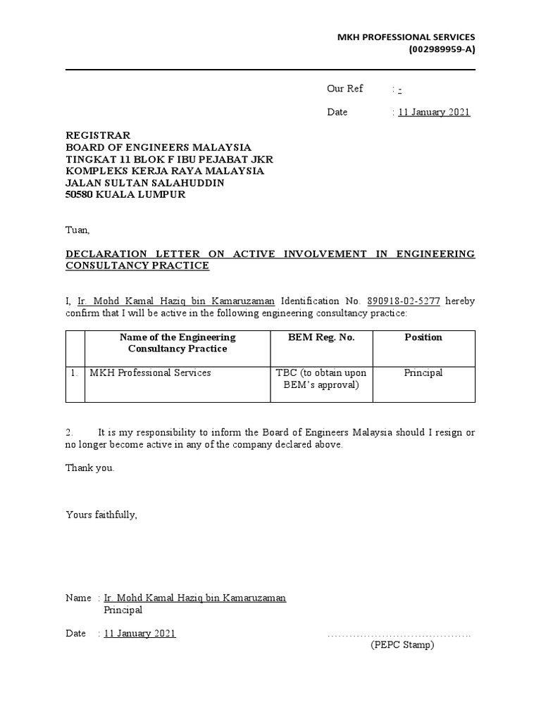 2021-01-11 Sample BEM Letter - Active ECP Involvement | PDF ...