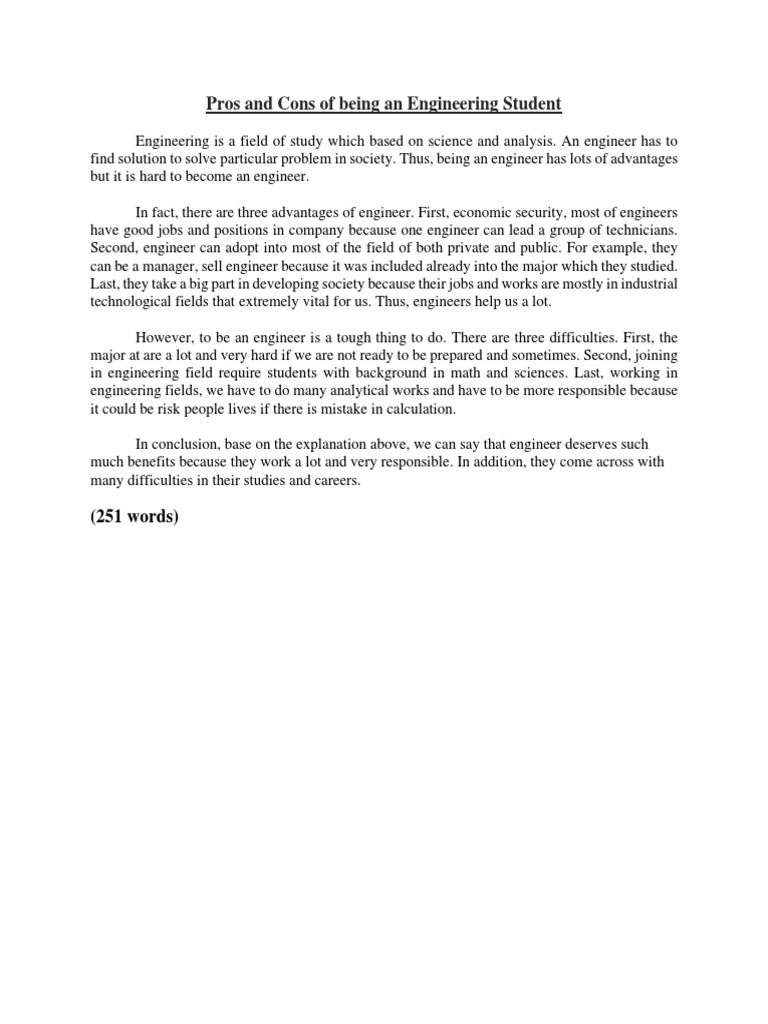 Pros and Cons of Engineering Studies | PDF