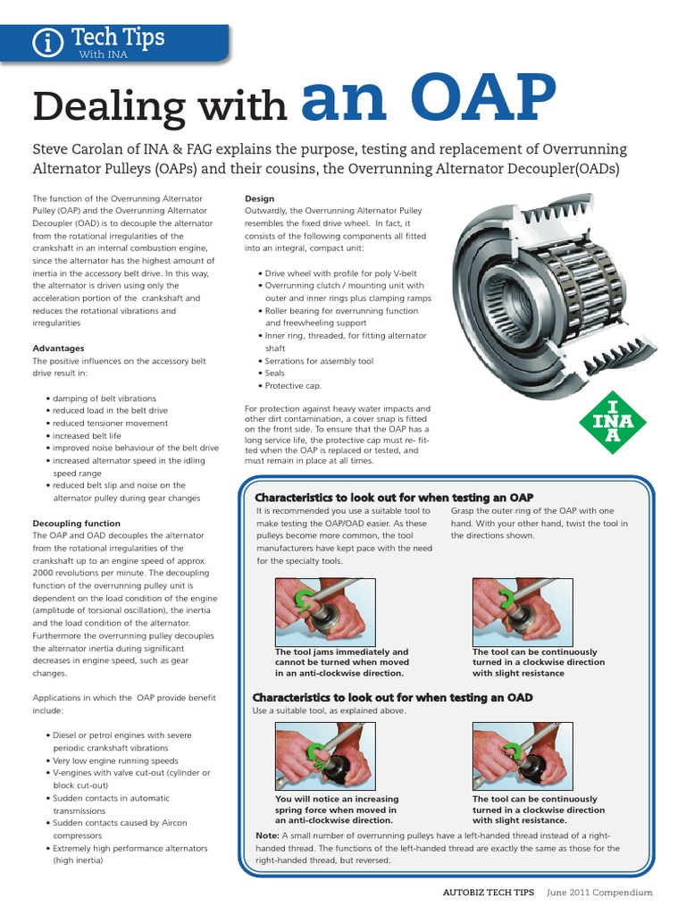 Overrunning Alternator Pulleys Oap 1 | PDF | Belt (Mechanical) | Engines