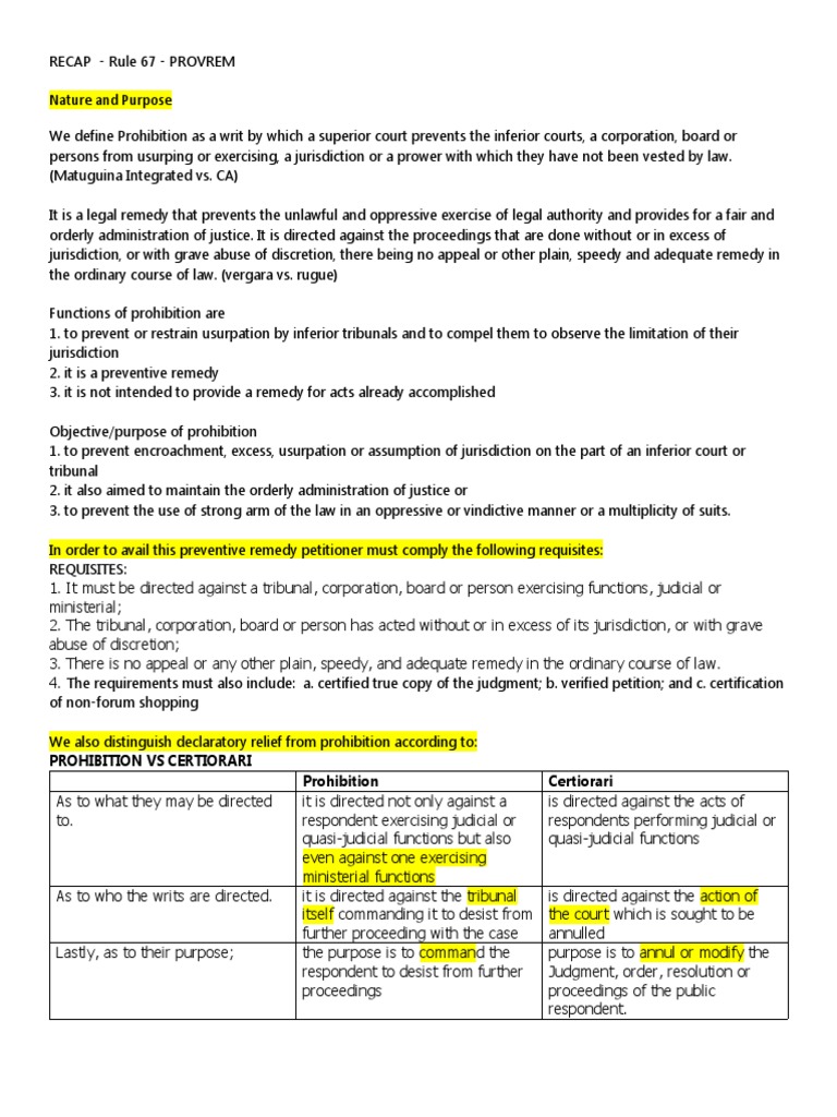 Script On Jurisdiction - Rule67 | PDF | Writ Of Prohibition | Jurisdiction