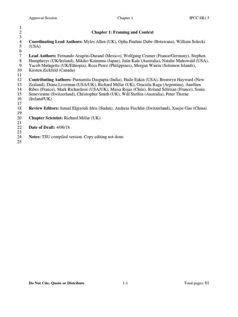sr15 Chapter1 | PDF | Climate Change | Intergovernmental Panel On ...