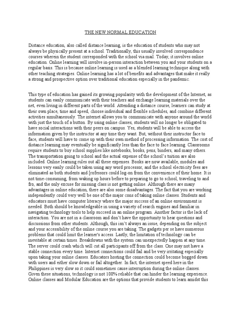 Argumentative Essay - English | PDF | Distance Education | Educational ...