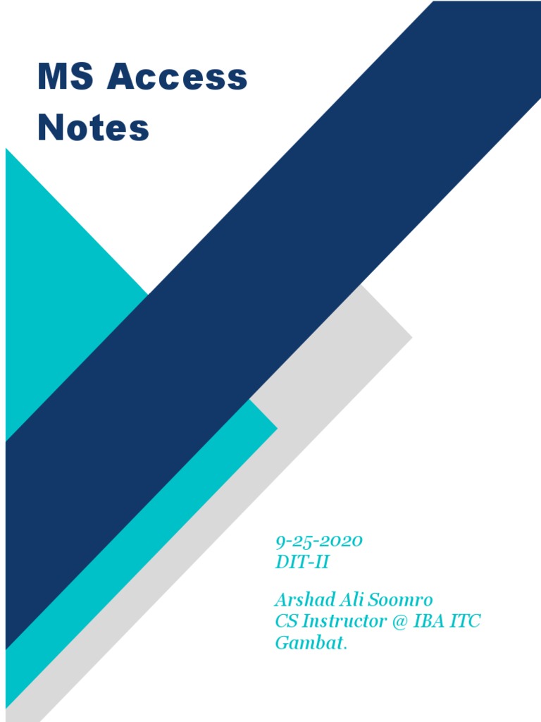 MS Access Notes PDF | PDF