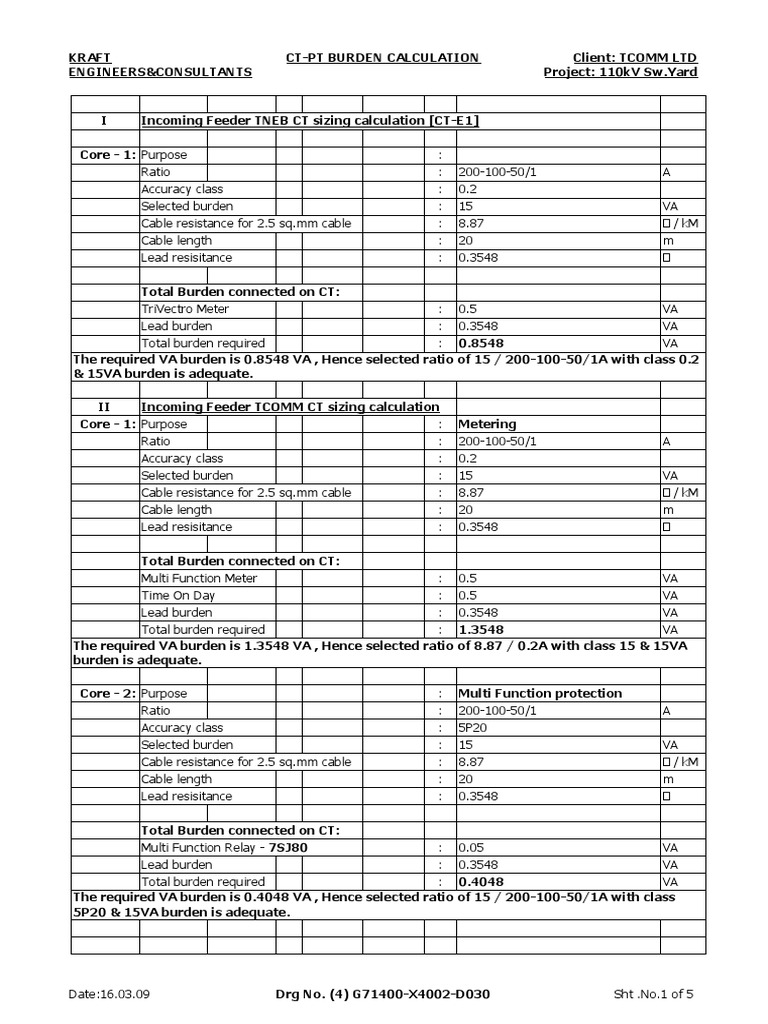 CT and CVT Sizing Calculations for a 110kV Substation Yard Project ...
