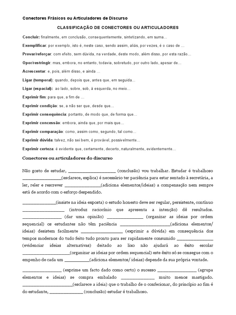 Conectores Frásicos Ou Articuladores de Discurso | PDF | Discurso | Science