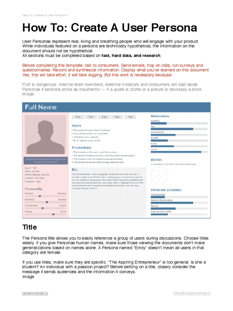 How To - Create A User Persona | PDF | Advertising | Goal