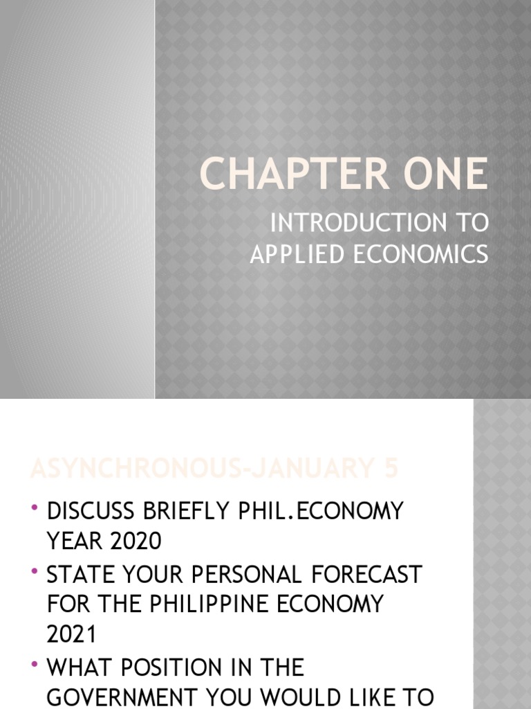 Chapter One: Introduction To Applied Economics | PDF | Resource | Economics