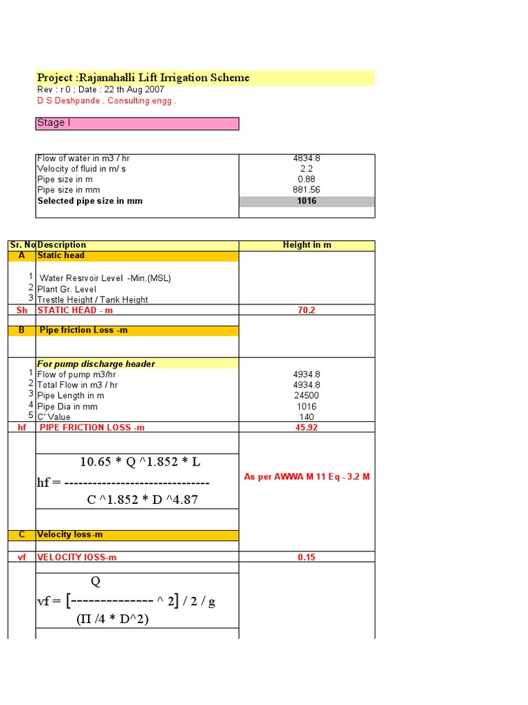 Economic Diameter Cal | PDF | Buckling | Pipe (Fluid Conveyance)