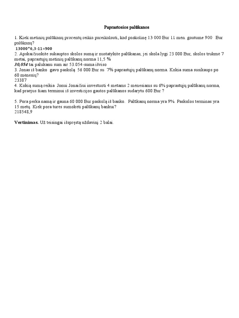 Palukanos Atsiskaitymui 1 Sakina | PDF