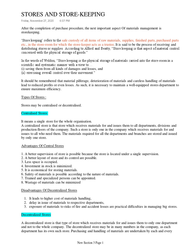 Stores and Store-Keeping | Download Free PDF | Inventory | Business