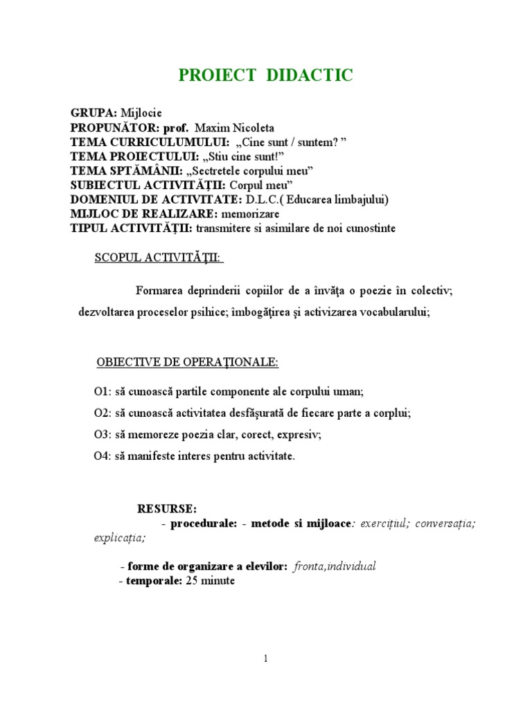 Memorizare Corpul Meu | PDF
