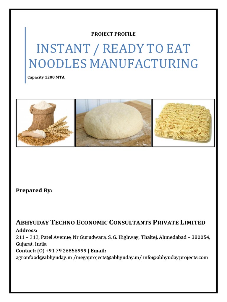 Instant / Ready TO EAT Noodles Manufacturing: A T E C P L | PDF ...
