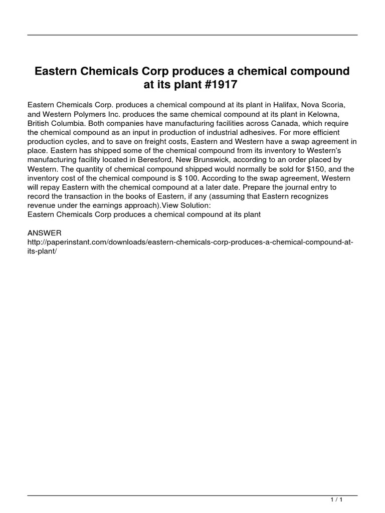 Eastern Chemicals Corp Produces A Chemical Compound at Its Plant PDF | PDF