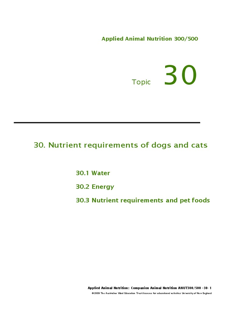 Nutrient Requirements of Dogs and Cats: Topic | PDF | Nutrients ...