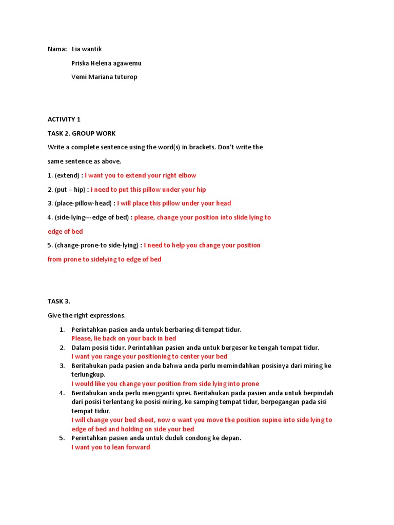 Activity 1 Task 2. Group Work | PDF | Neurology | Medical Specialties