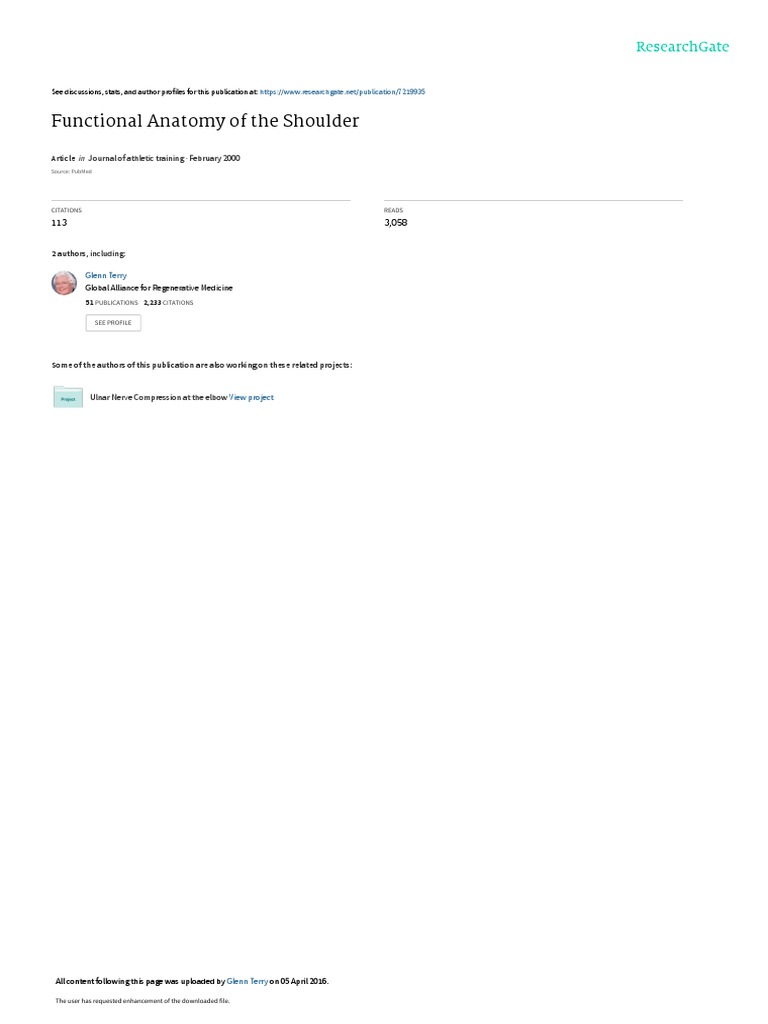 Functional Anatomy of The Shoulder | PDF | Musculoskeletal System ...