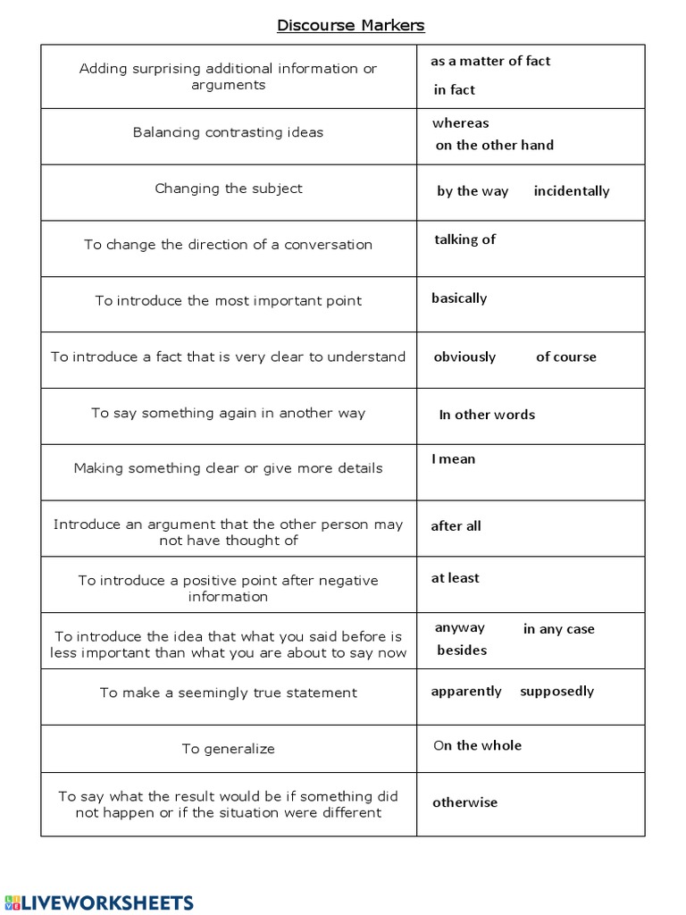 Discourse Markers | PDF