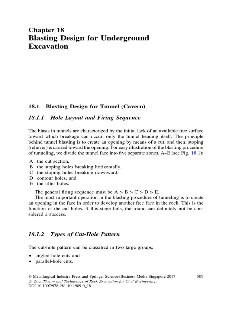 Blasting Design For Underground Excavation | PDF | Drilling | Tunnel