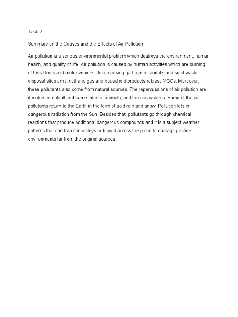Causes and Effects of Air Pollution | PDF