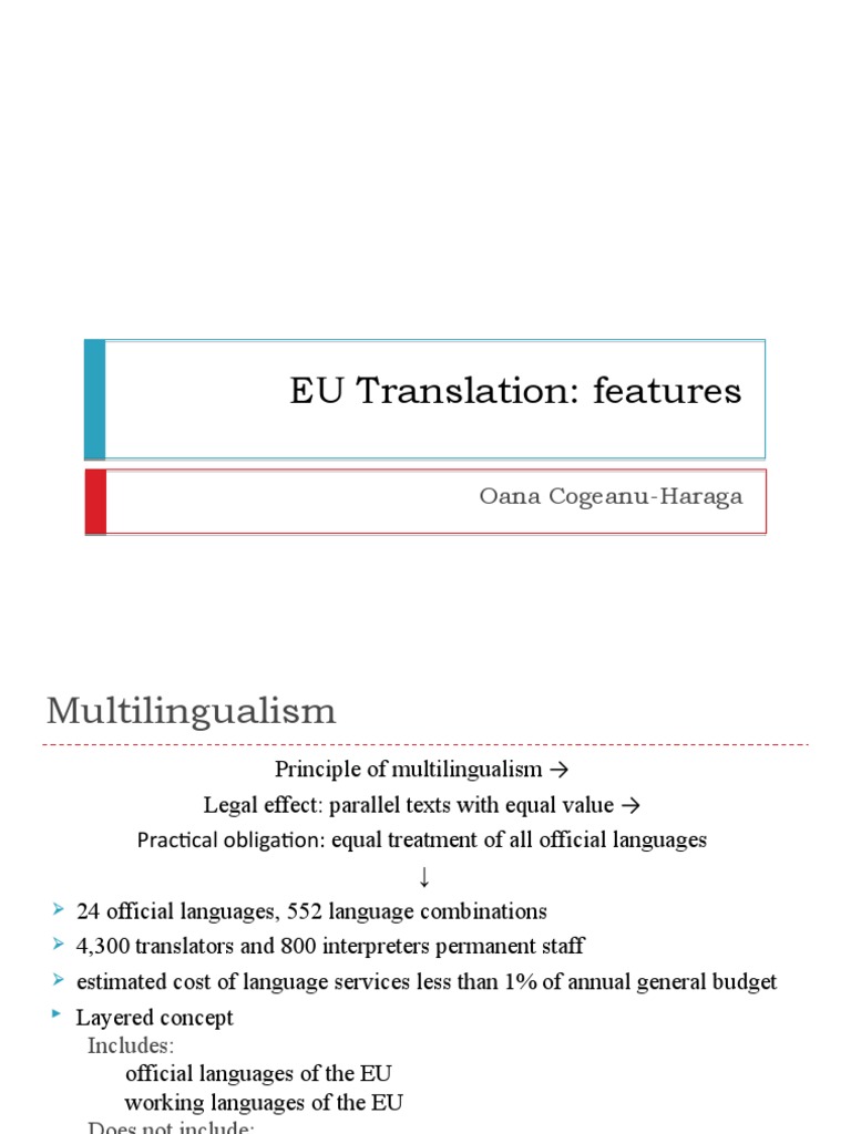 EU Translation: Features: Oana Cogeanu-Haraga | PDF | Translations ...