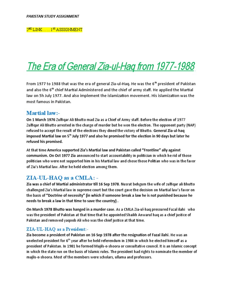 The Era of General Zia | PDF | Muhammad Zia Ul Haq | Zulfikar Ali Bhutto