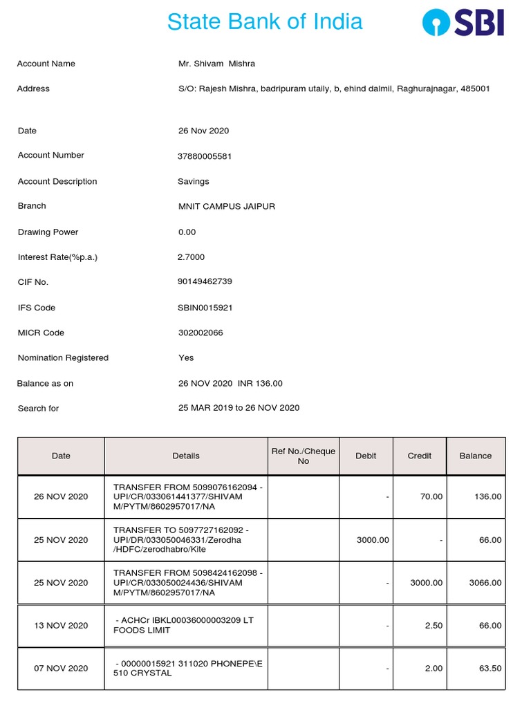 6 Month Account Statement PDF | PDF | Personal Identification Number ...