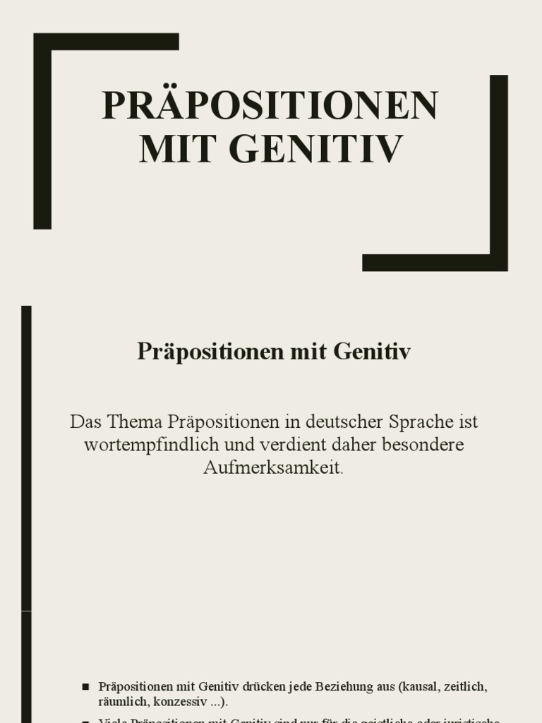 Präpositionen Mit Genitiv | PDF
