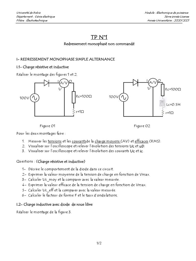 TP Électronique de Puissance | PDF | Redresseur | Énergie électrique