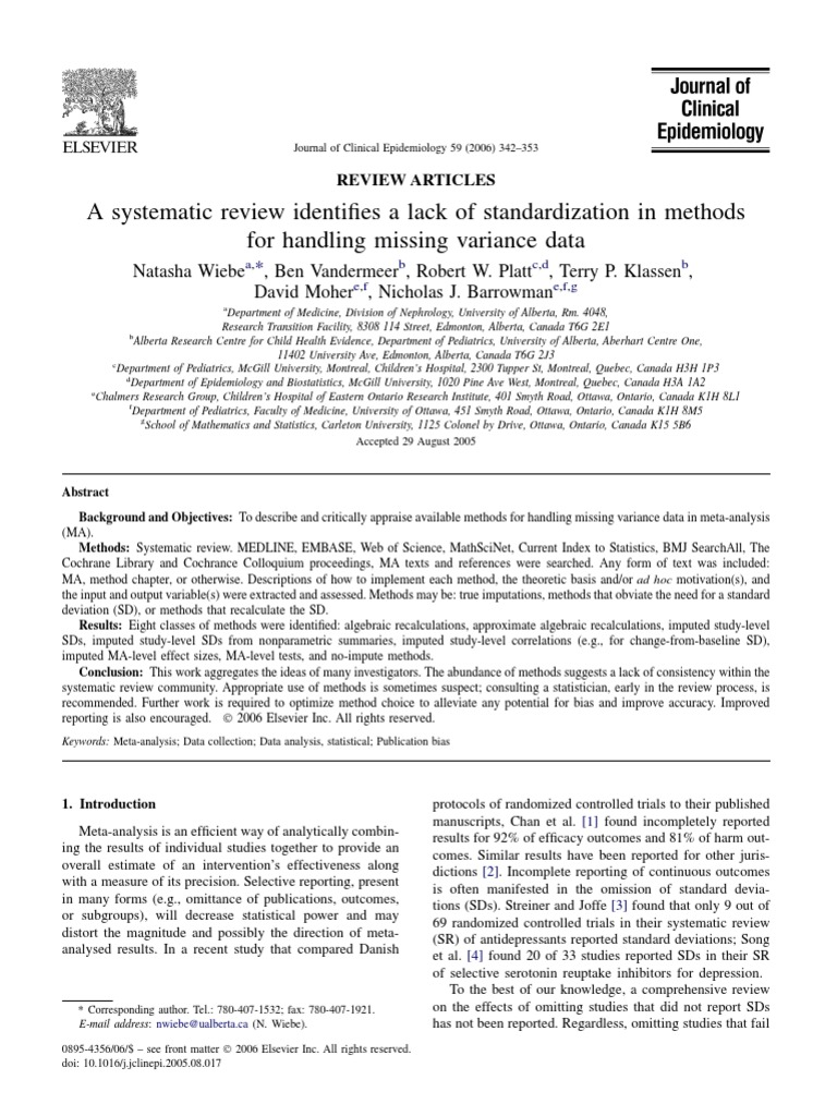 A Systematic Review Identifies A Lack of Standardization in Methods For ...