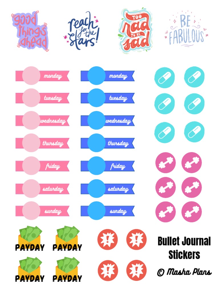 Planner Bullet Journal Sticker Sheet PDF | PDF