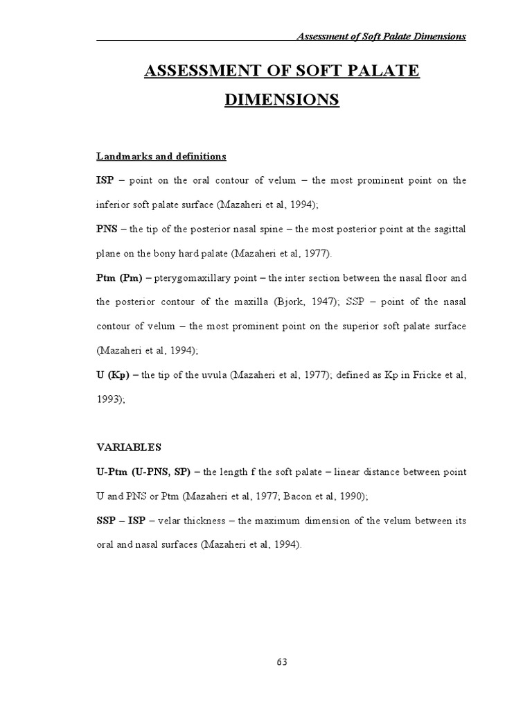 Soft Palate Measurement Guidelines | PDF