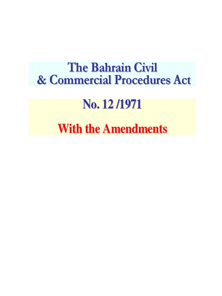 Bahrain Civil Commercial Procedures Law 12 of 1971 | PDF | Lawsuit ...