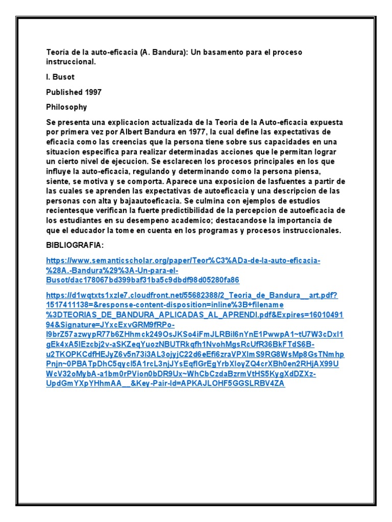 Teoría de la auto-eficacia de Albert Bandura: Una perspectiva sobre ...