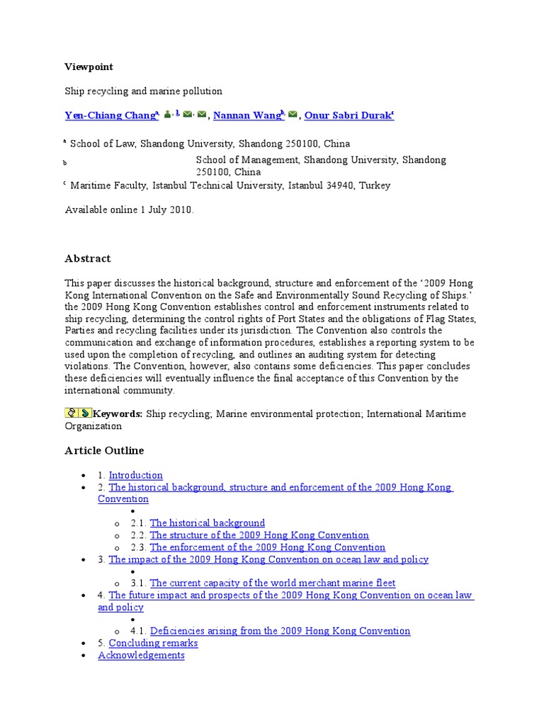 Shprecycling and Marine Pollution | PDF | Ships | Nature