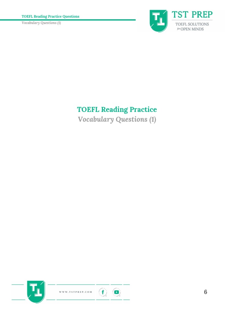 TST Prep - 100 TOEFL Reading Practice Questions | PDF | Physical ...