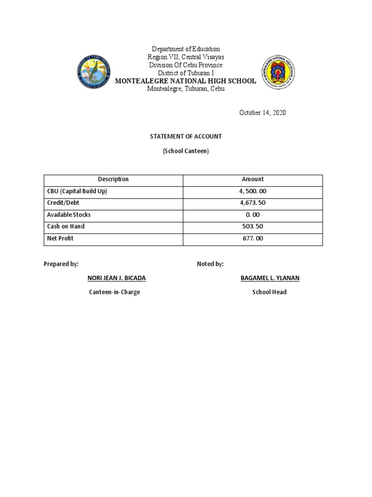 Statement of Account | PDF