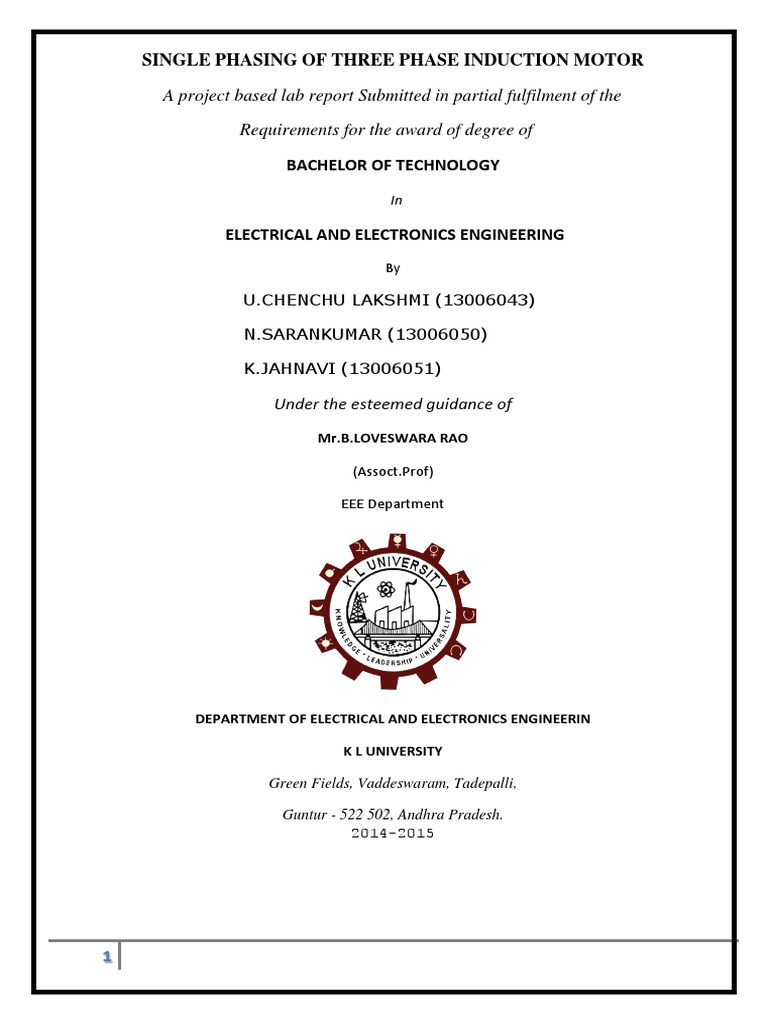 Single Phasing of Three Phase Induction Motor | PDF | Electric Motor ...