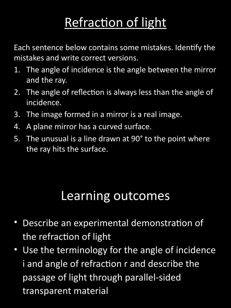 Lesson 2 - Refraction of Light | PDF | Refraction | Reflection (Physics)