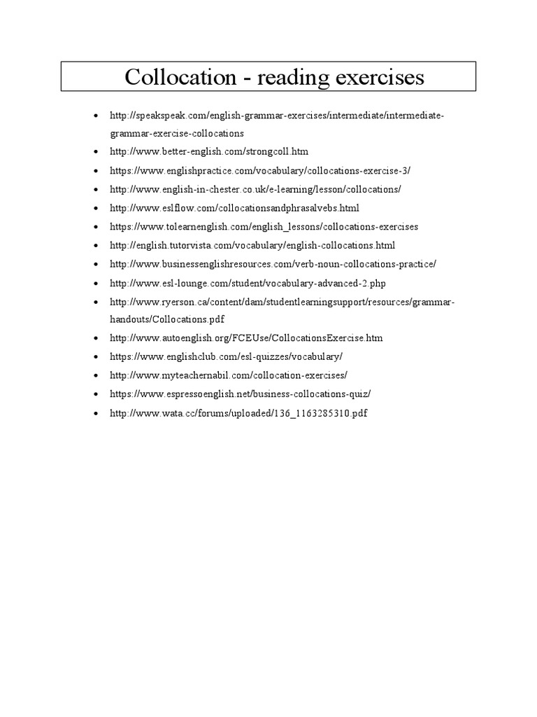 Collocation Exercise | PDF