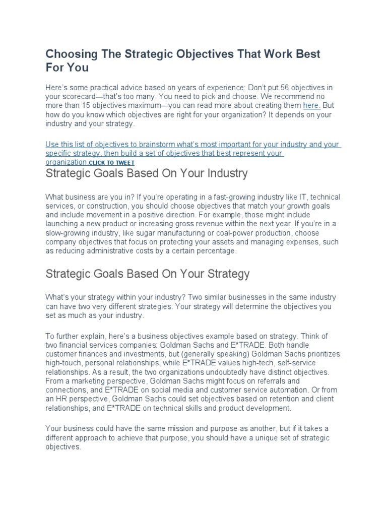 Sample Objectives | PDF | Innovation | Employment