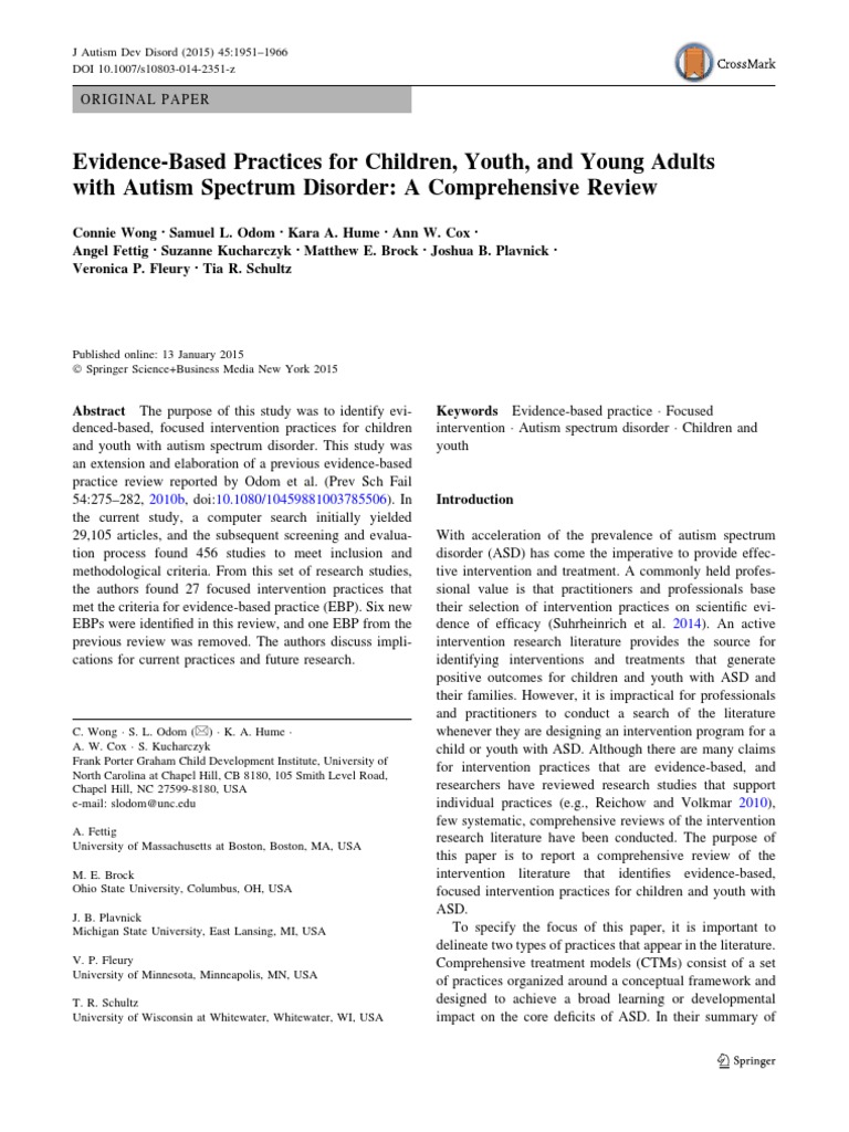 Evidence-Based Practices For Children, Youth, and Young Adults With ...