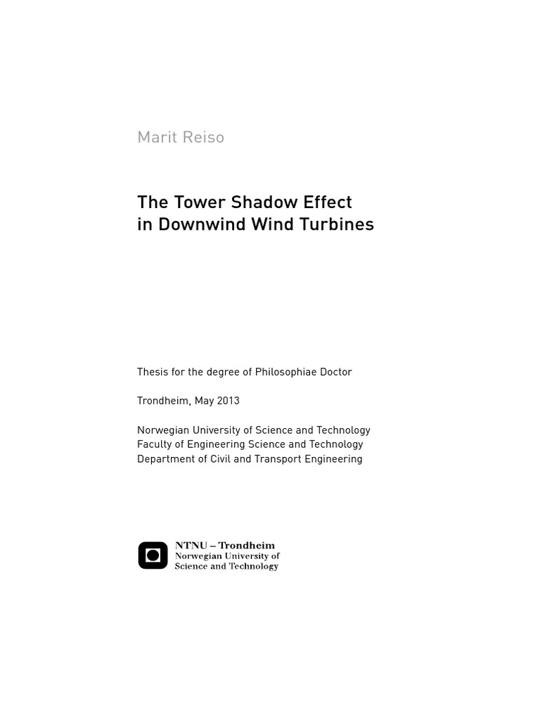 The Tower Shadow Effect in Downwind Wind Turbines: Marit Reiso | PDF ...