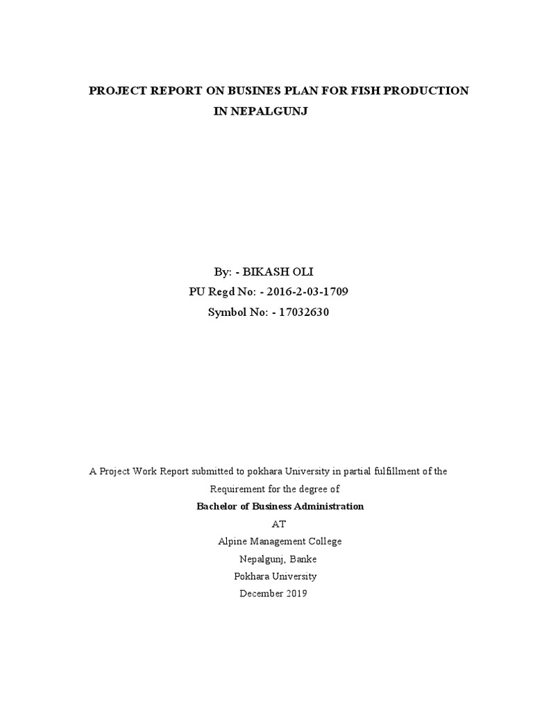 Project Report On "Business Plan For Fish Farming" | PDF | Business