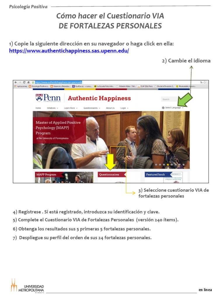 Como Hacer El Test - VIA de Fortalezas Del Carácter | PDF