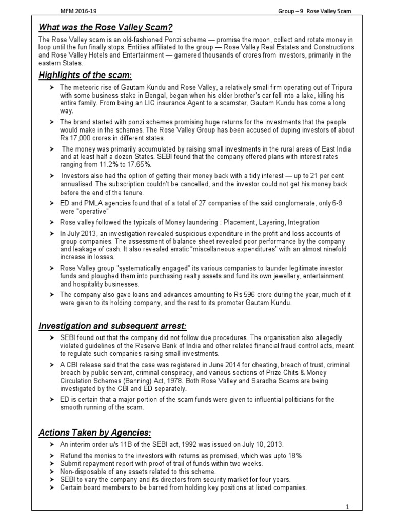 9 The Rose Valley Chit Fund Scam | PDF | Investing | Money