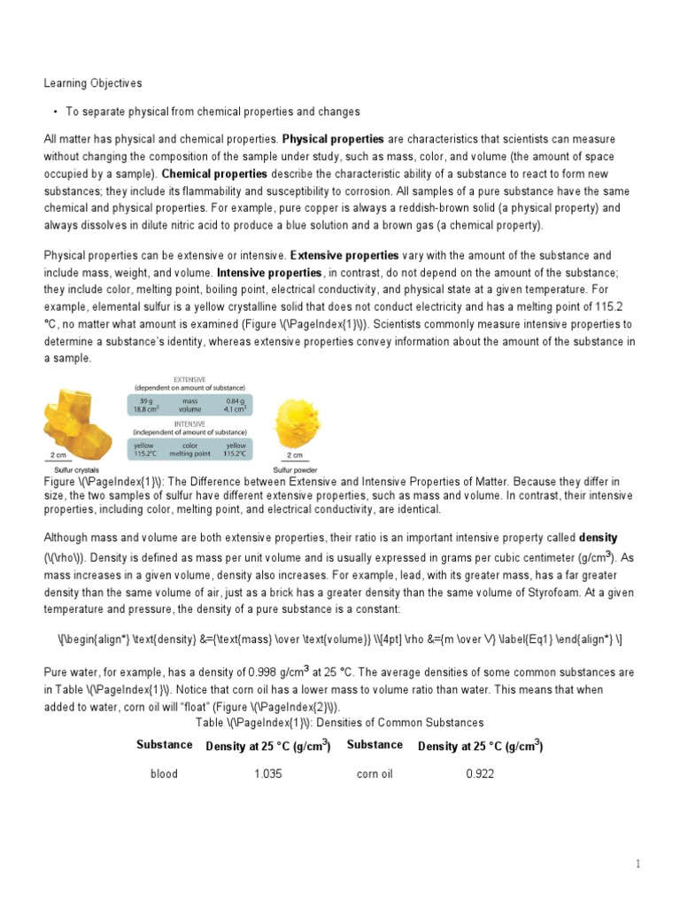 1.3 - Properties of Matter | PDF | Density | Molecules