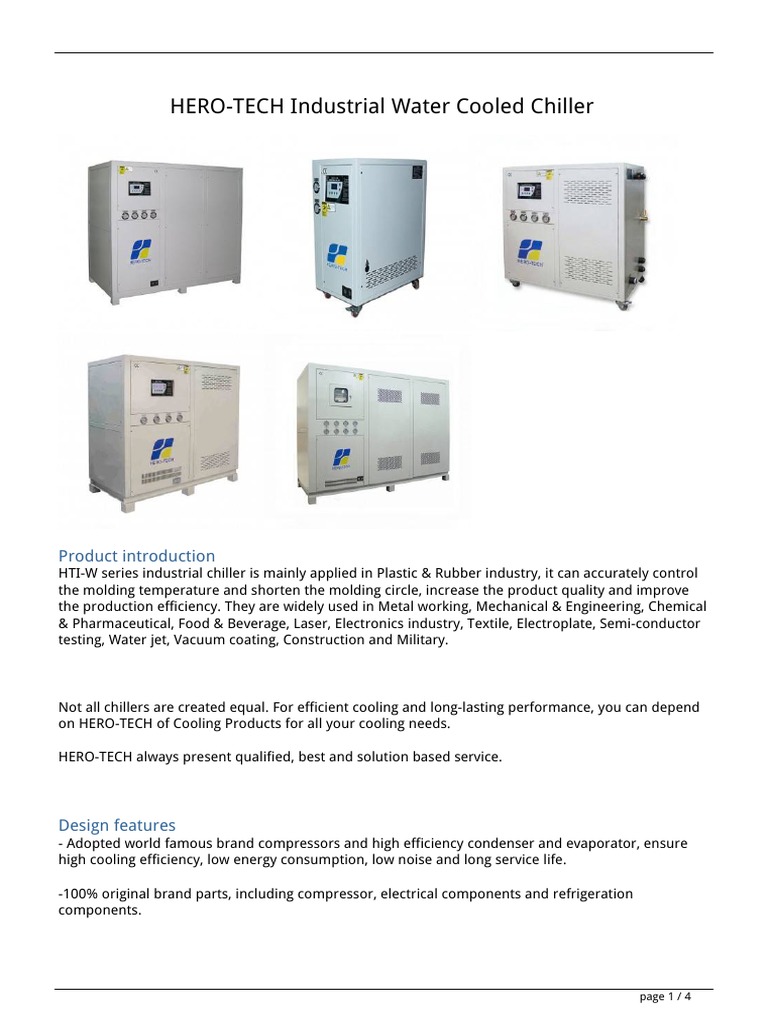 HERO-TECH Industrial Water Cooled Chiller: Product Introduction | PDF ...