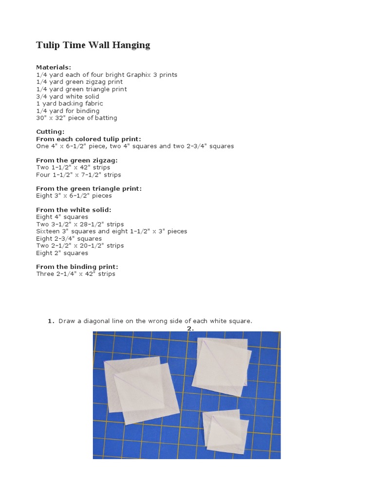 Tulip Time Wall Hanging: Materials | PDF | Sewing | Quilt