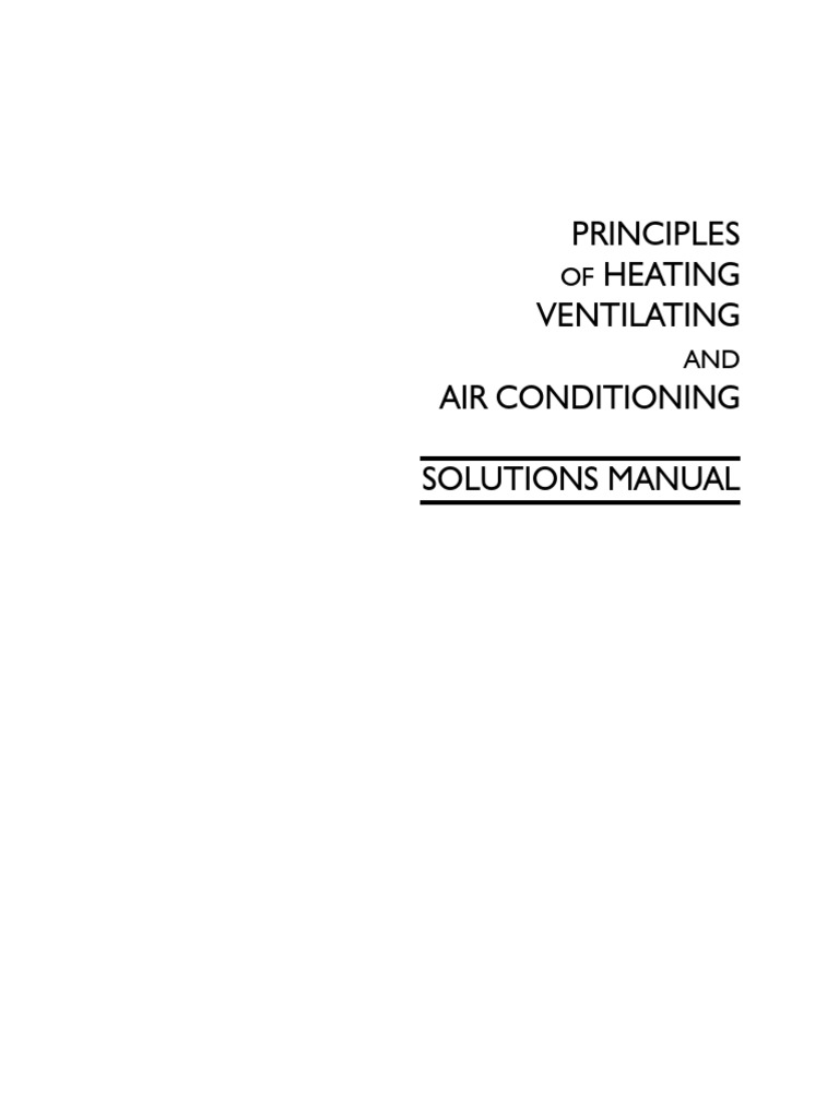 Principles Heating Ventilating Air Conditioning Solutions Manual | PDF ...
